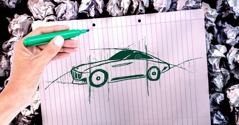 Sketch of Car and Hand Drawing Stock Image - Image of project ...
