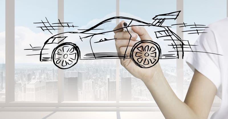 Sketch of Car and Hand Drawing Stock Photo - Image of adult ...