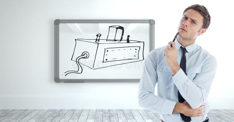 Sketch of Machine and Man Drawing Stock Image - Image of male, drawing ...