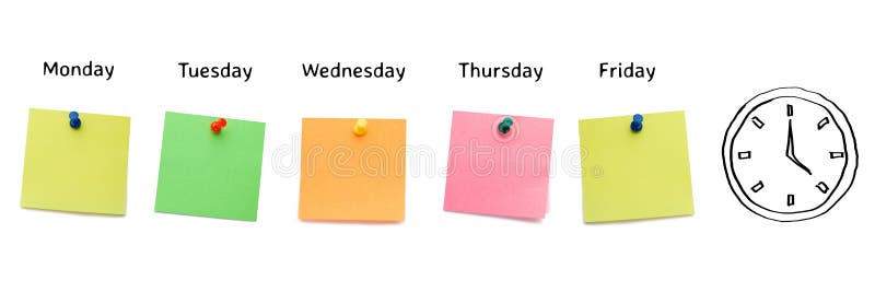 Sticky notes with clock stock photo. Image of hand, errand - 100270576