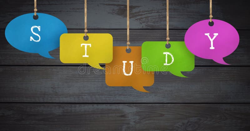 Study Text on Hanging Paper Speech Bubbles Stock Illustration ...