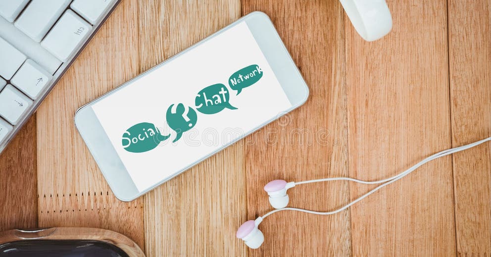 Table Top with a Phone with Web Graphics on the Screen Stock Image ...