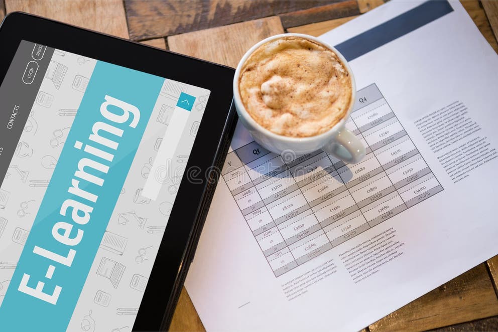 Tablet with E-learning Information in the Screen Stock Photo - Image of ...