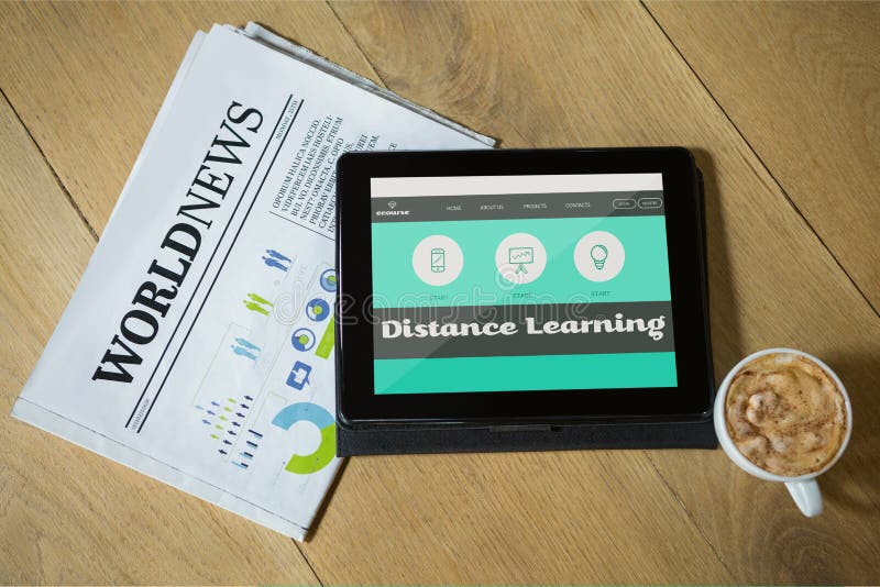 Tablet with E-learning Information in the Screen Stock Photo - Image of ...