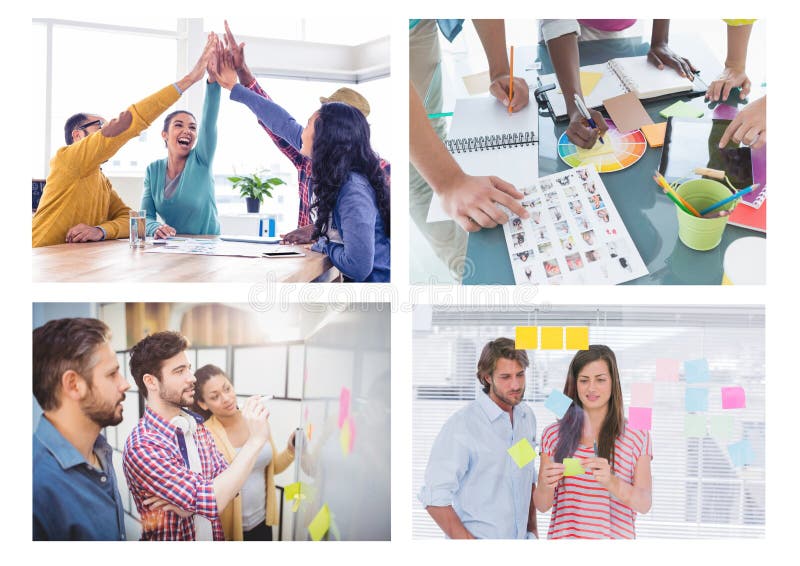 Teamwork Creative Meeting Collage Stock Image - Image of colour ...