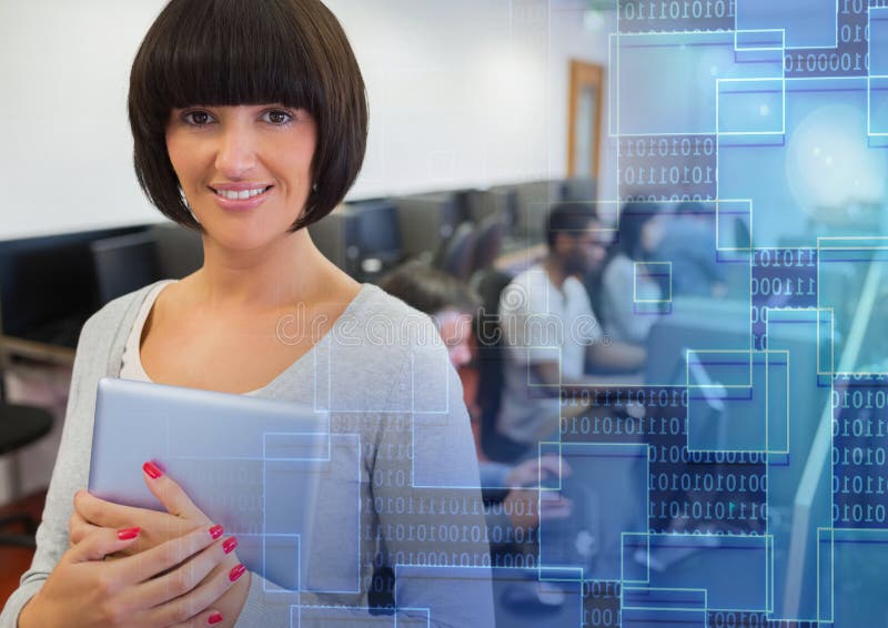 University Teacher with Class in Computer Room Stock Photo - Image of ...