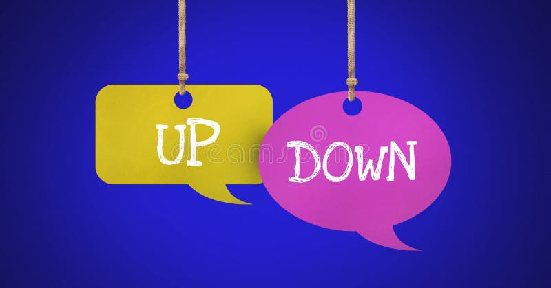 Up Down Text on Hanging Paper Speech Bubbles Stock Illustration ...