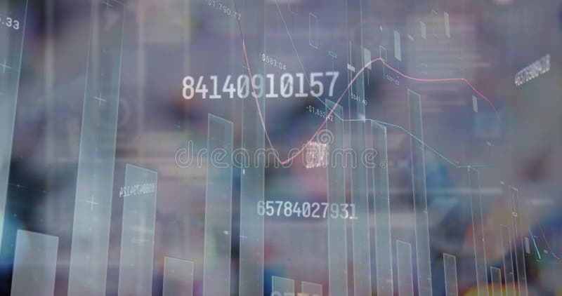Digital Composite Video of Multiple Changing Numbers and Statistical Data Processing Stock ...