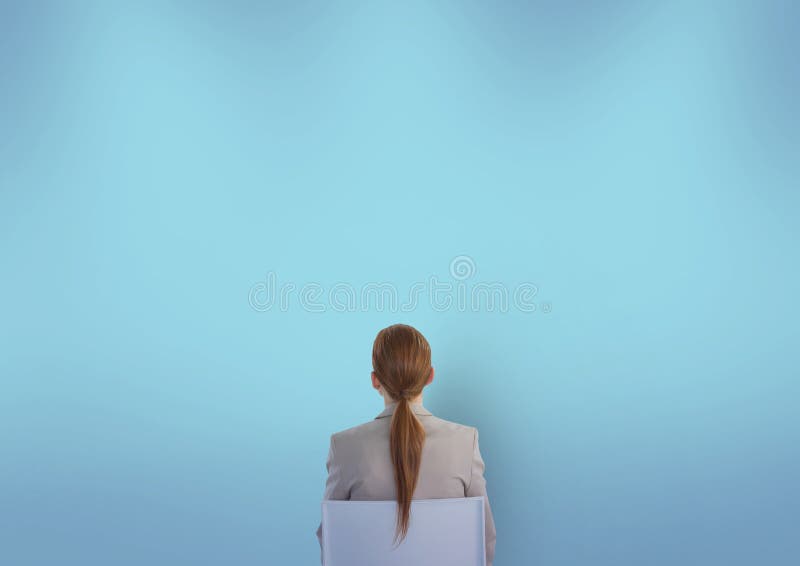Woman Sitting Looking Forward Stock Image - Image of advertisement ...