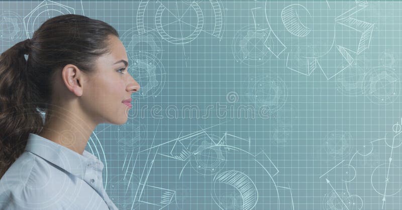 Women Facing Forward with Cogs Background Stock Image - Image of ...