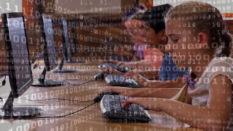 Digital Composition of Binary Coding Data Processing Against Group of Students Using Computers ...