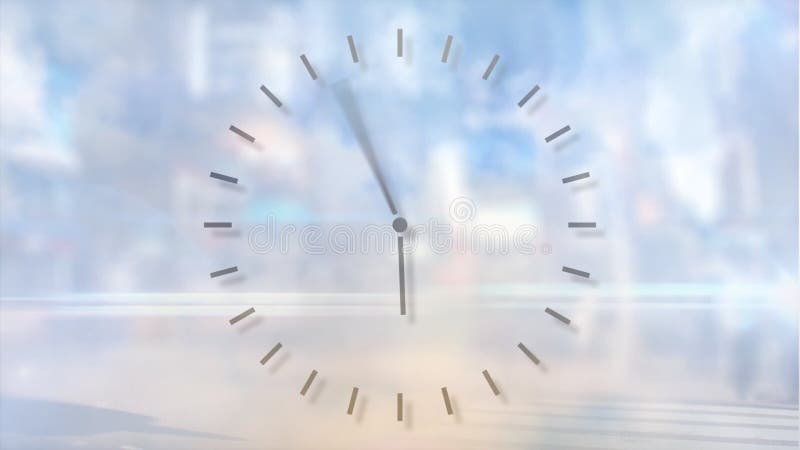 Digital Composition of Digital Clock Ticking Against Clouds in Blue Sky ...