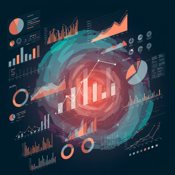 A Digital Composition Featuring Various Data Visualizations, Such As ...