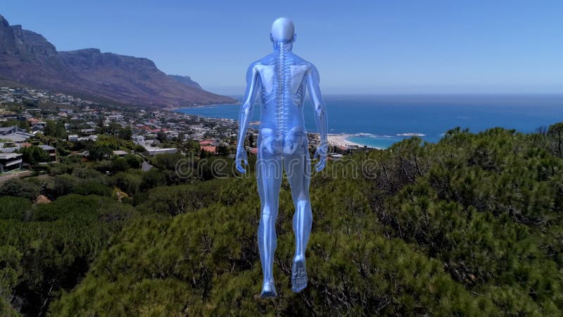 Digital Composition of Human Model Walking Against Aerial View of ...