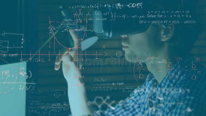 Digital Composition of Mathematical Equations Floating Against Man ...