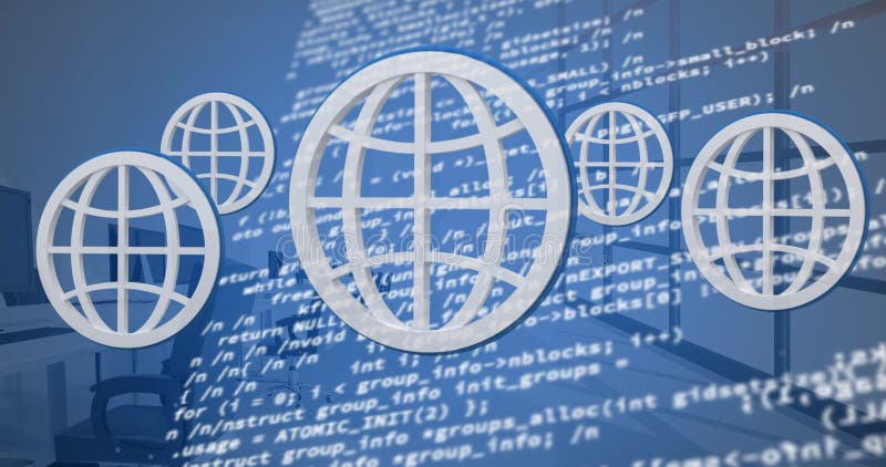 Digital Composition of Multiple Web Icons Floating Over Data Processing ...