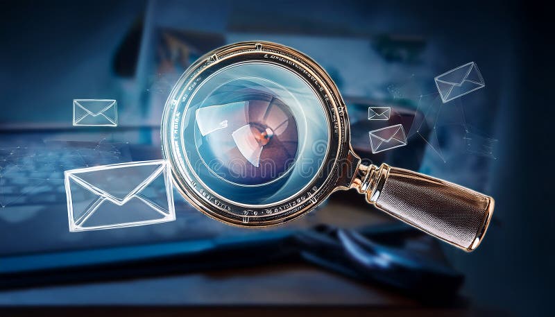 Web search. Lens and email stock illustration. Illustration of ...