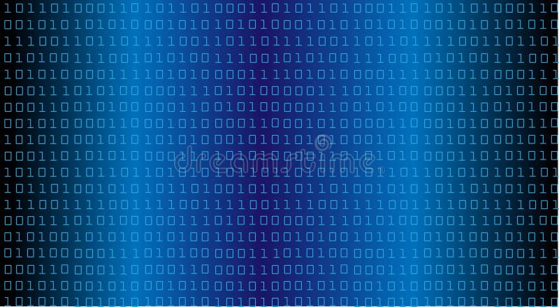 Digital Computer Background Screen with One and Zero Code in Blue Stock Illustration ...