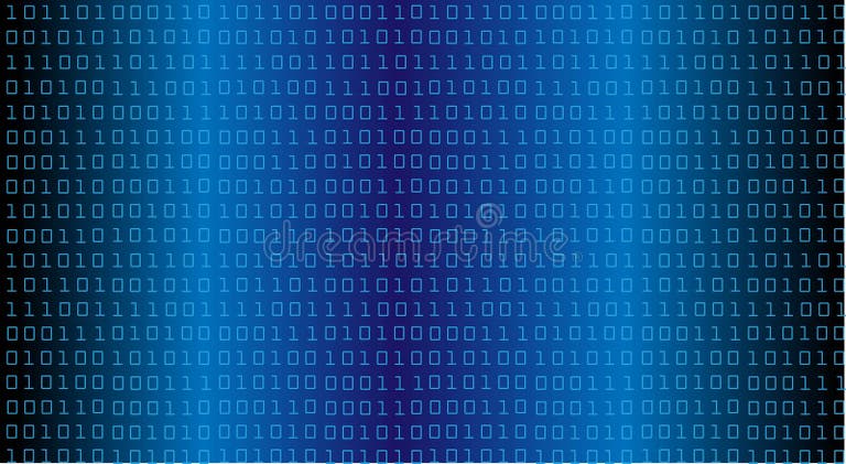 Digital Computer Background Screen with One and Zero Code in Blue Stock Illustration ...