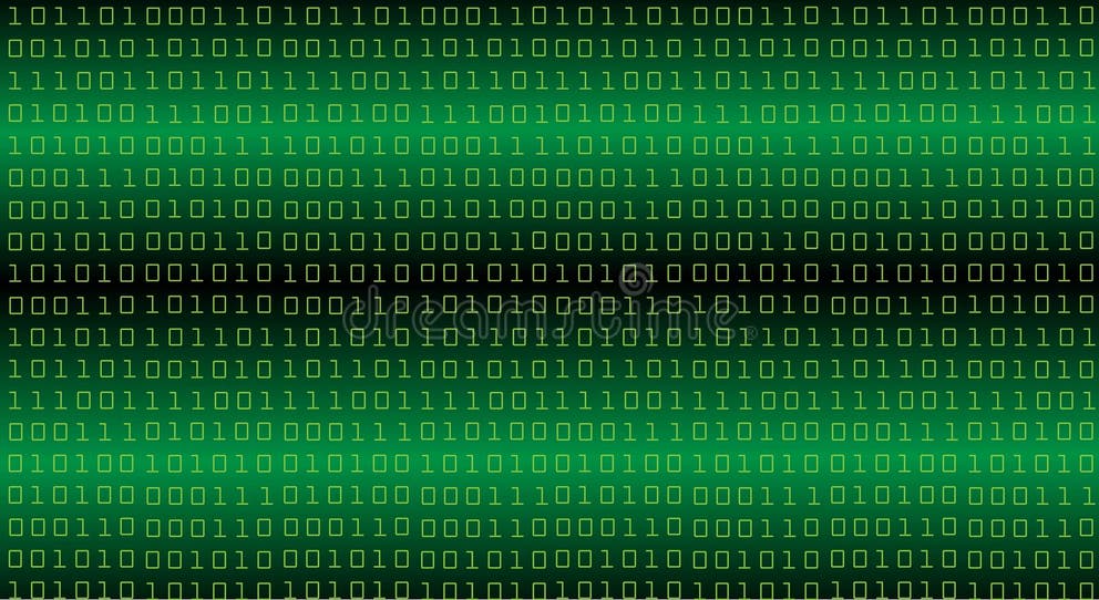 Digital Computer Background Screen with One and Zero Code in Green ...