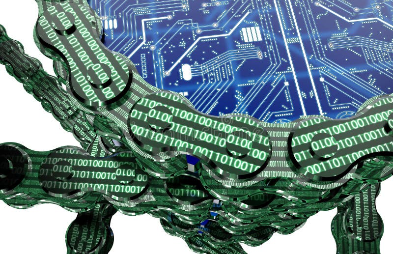 Digital Computer Blockchain Isolated on White Stock Illustration ...