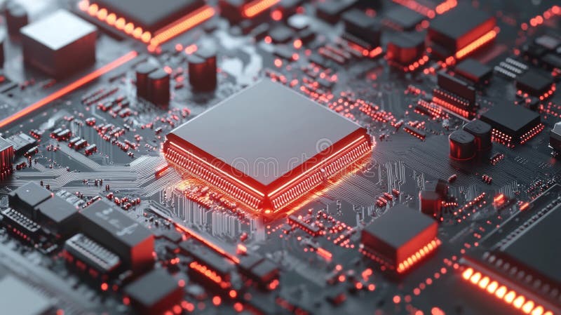 The Digital Computer CPU Binary Microchip is Part of a Futuristic ...