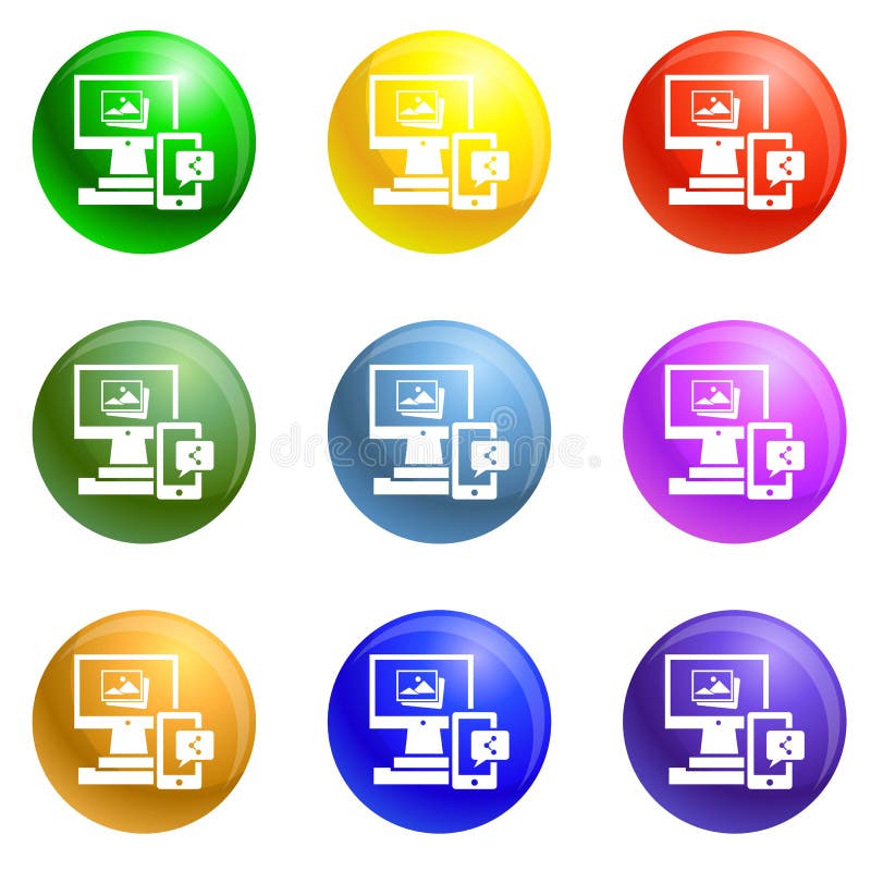 Digital Computer Device Icons Set Vector Stock Vector - Illustration of ...