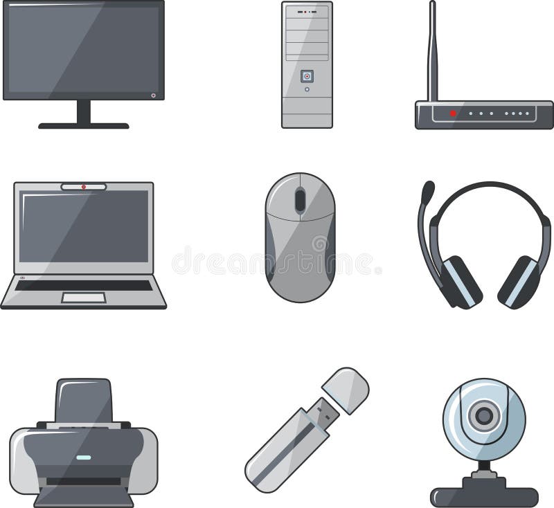 Digital Computer Equipment Set Stock Vector - Illustration of ...