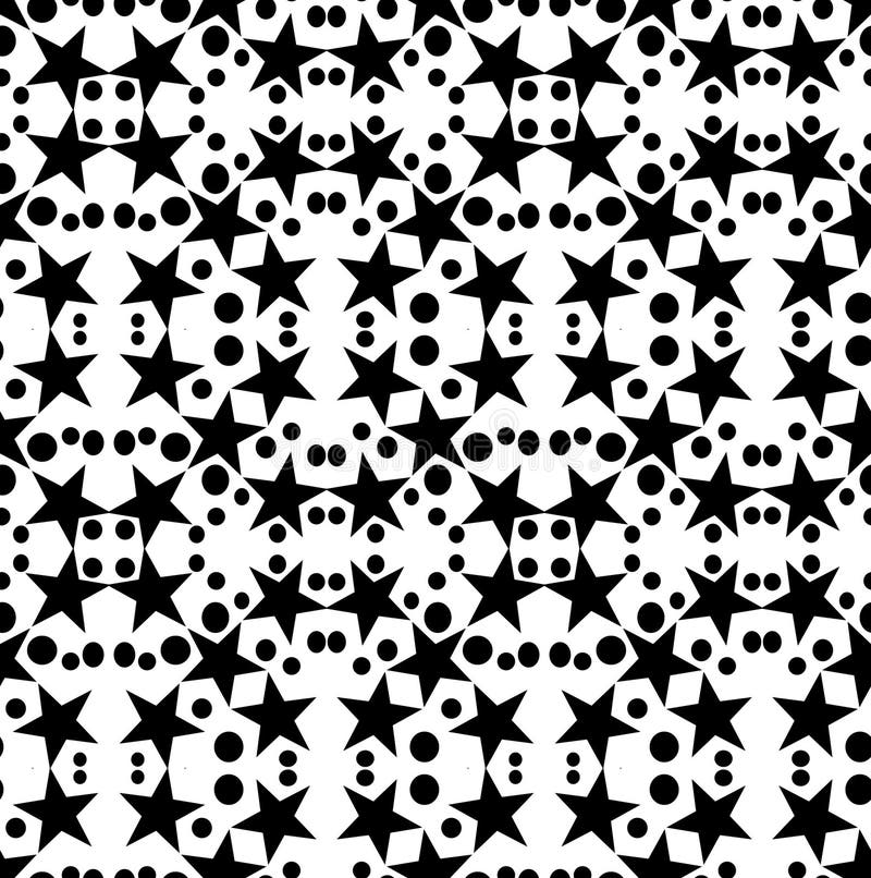 Seamless Geometric Pattern with a Five-pointed Star and Circles Stock ...