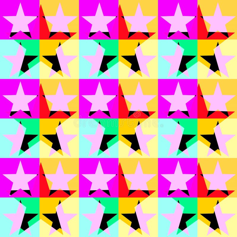 Seamless Pattern with a Decorative Pentagonal Star in a Bright ...