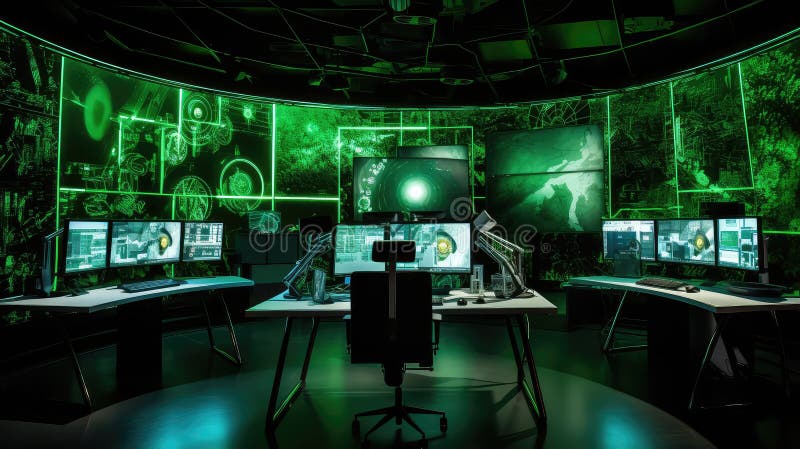 Digital Computer Green Screen Stock Illustration - Illustration of ...