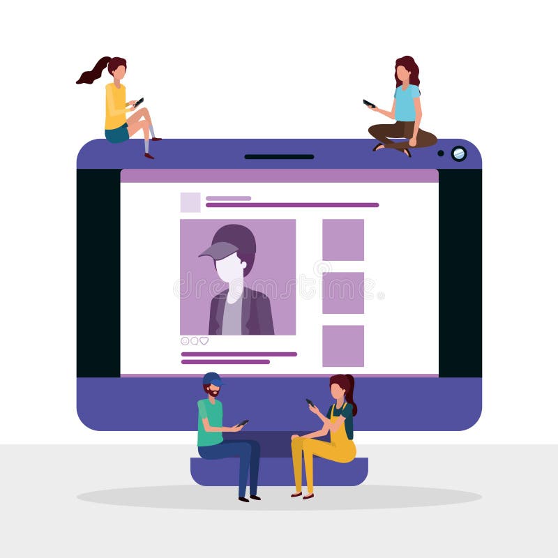 Digital Computer and People Vector Design Stock Vector - Illustration ...