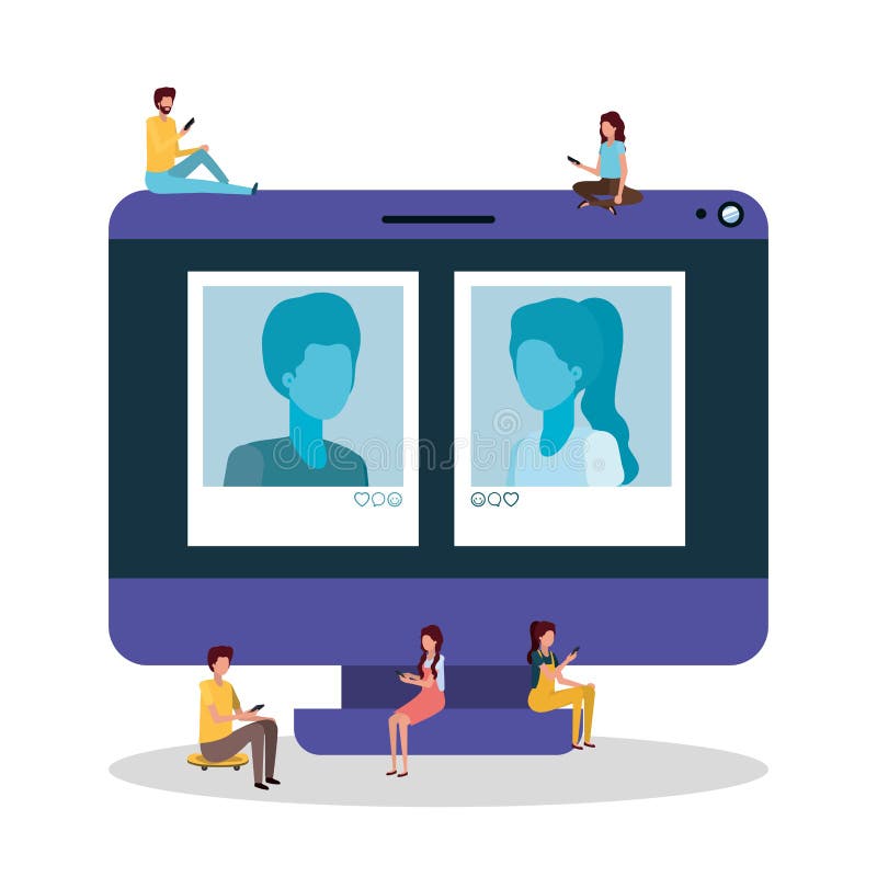 Digital Computer and People Vector Design Stock Vector - Illustration ...