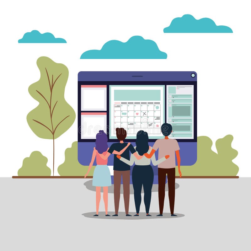 Digital Computer and People Vector Design Stock Vector - Illustration ...