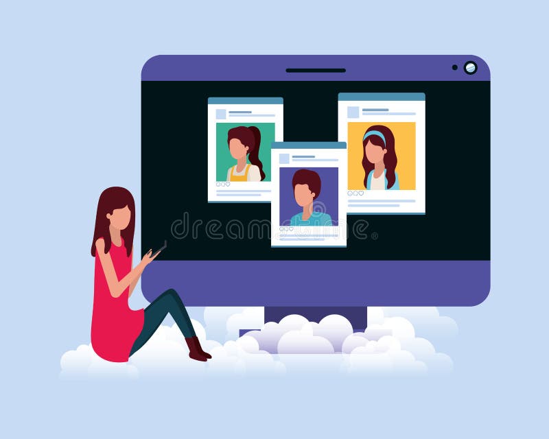 Digital Computer and People Vector Design Stock Vector - Illustration ...