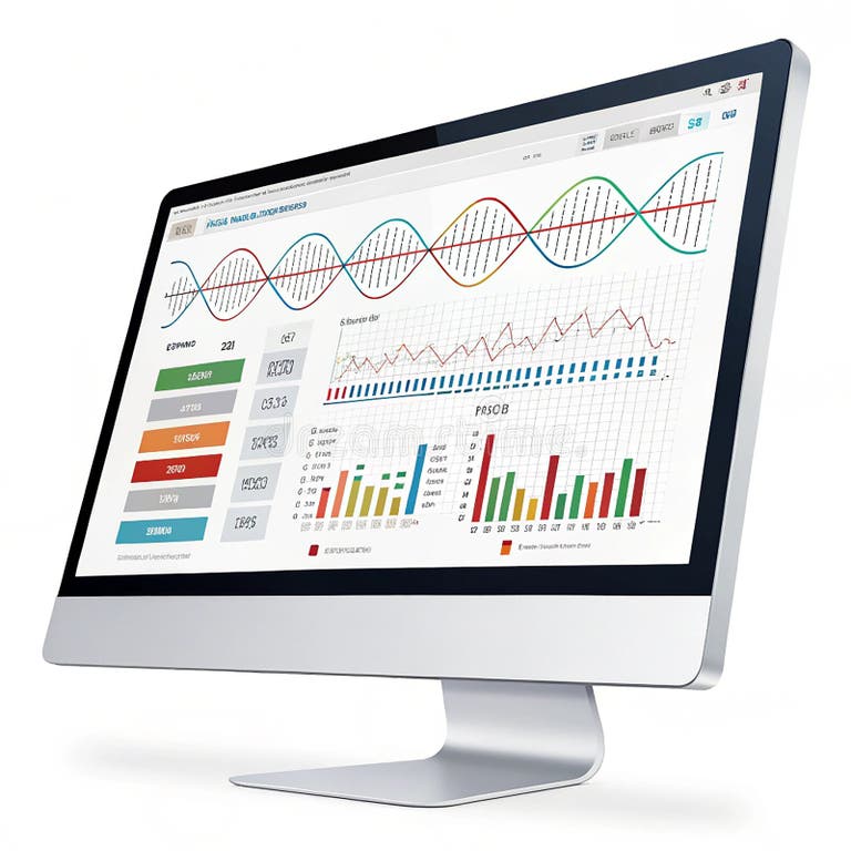Computer Screen Showing DNA Sequencing Chart Stock Illustration ...