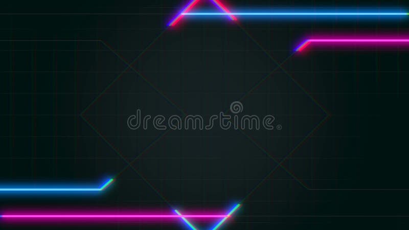 Digital Computer Screen with Neon Led Lines and Grid Stock Footage ...