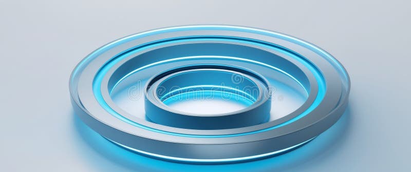 Digital Concentric Rings Illuminated by Futuristic Blue Lights Stock ...