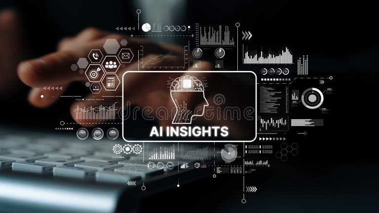 Digital Concept of AI Insights with Data Visualization Graphs and Human Interaction in Modern ...