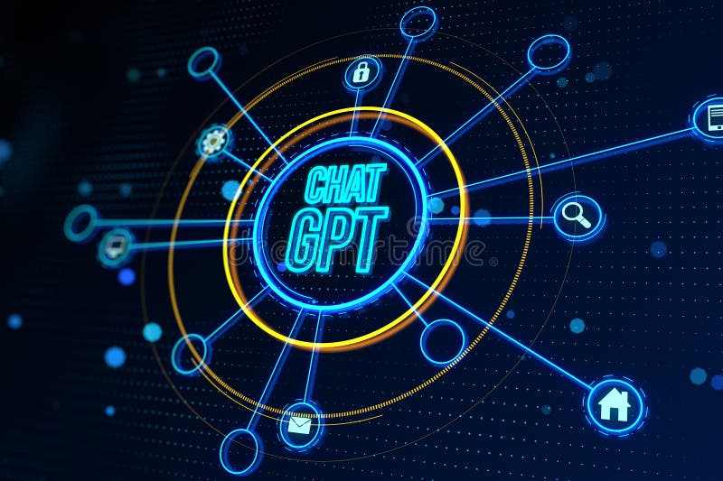 Digital Concept of Chat GPT with Neon Design on a Dark Technology ...