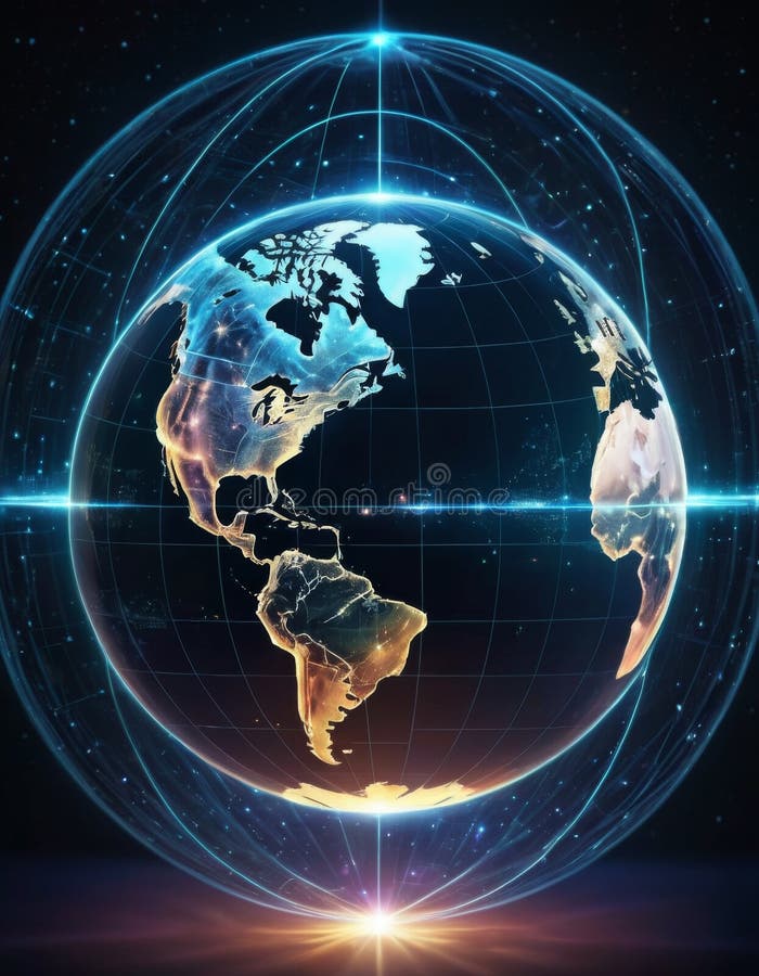 Digital Earth with Glowing Network Stock Image - Image of connectivity ...