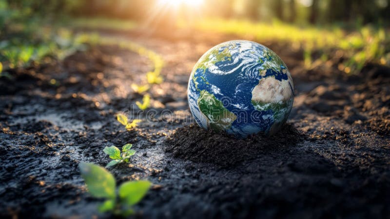 Digital Concept of Earth Highlighting Carbon Footprint Effects Stock ...