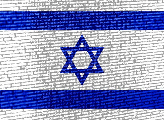 Flag of Israel Over Digital Code. Concept of Cybersecurity, Innovation ...