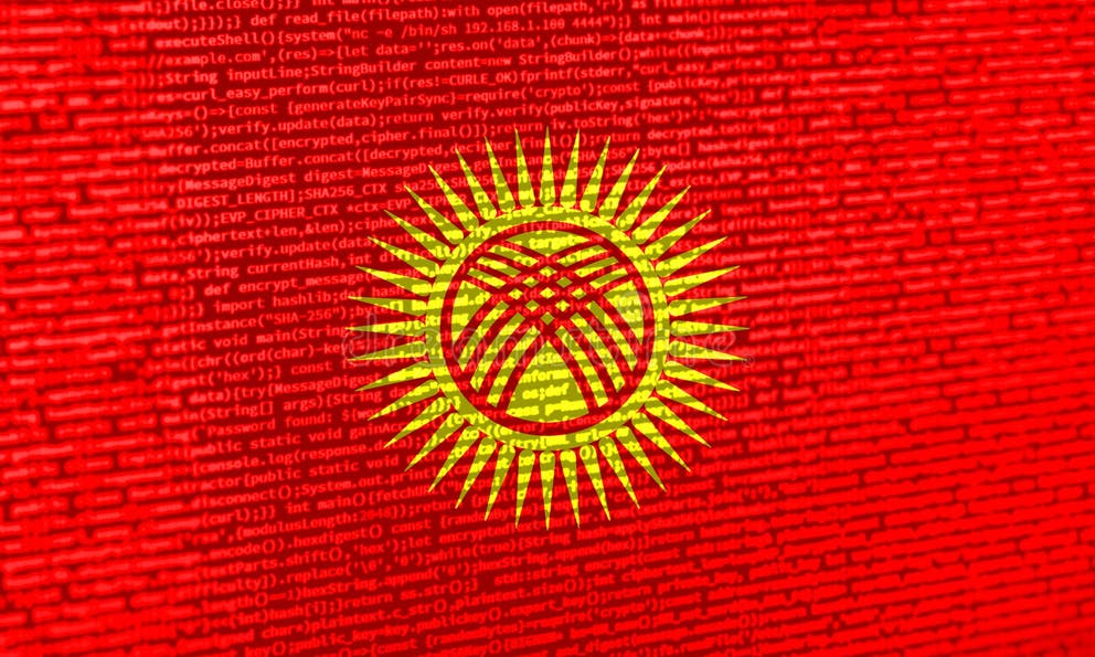 Flag of Kyrgyzstan Over Digital Code. Concept of Cybersecurity, Innovation, and Digital ...