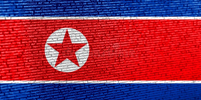 Flag of North Korea Over Digital Code. Concept of Cybersecurity ...