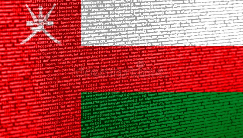 Flag of Oman Over Digital Code. Concept of Cybersecurity, Innovation ...