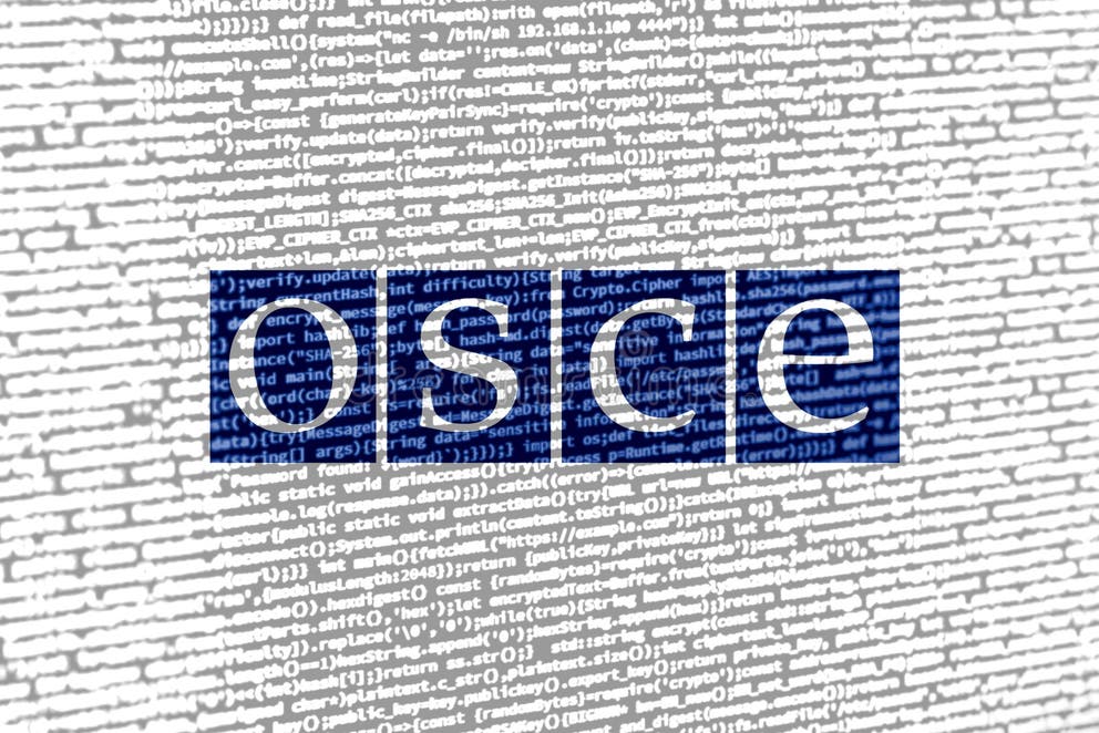 Flag of OSCE Over Digital Code. Concept of Cybersecurity, Innovation ...