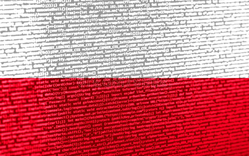 Flag of Poland Over Digital Code. Concept of Cybersecurity, Innovation ...