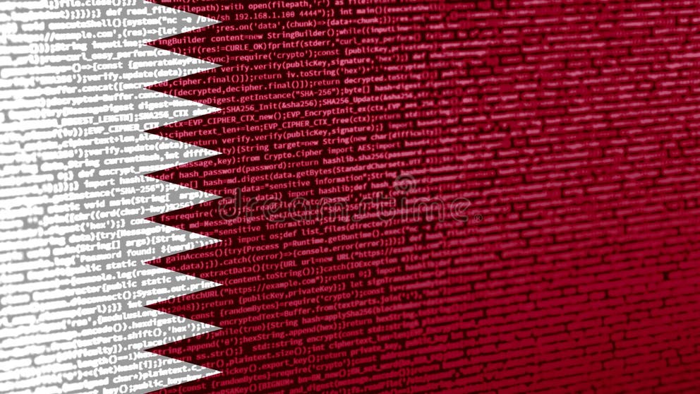 Flag of Qatar Over Digital Code. Concept of Cybersecurity, Innovation ...