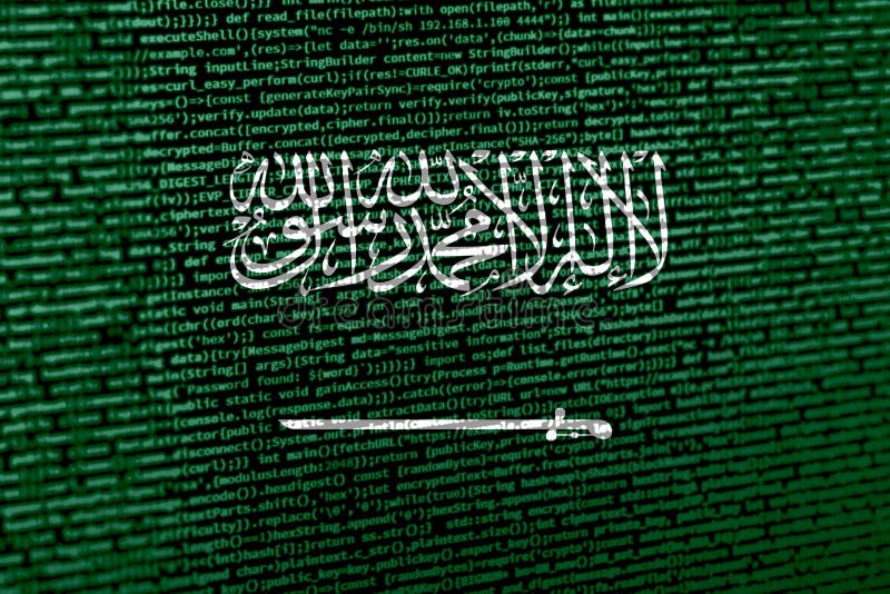Flag of Saudi Arabia Over Digital Code. Concept of Cybersecurity ...